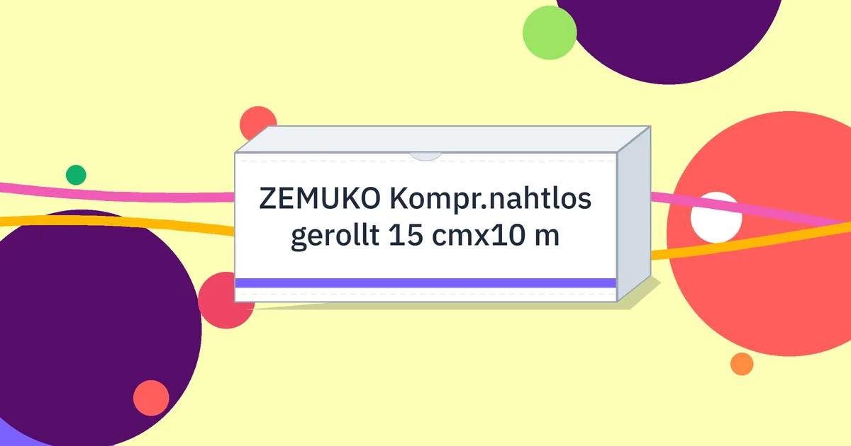 Symbolbild: Packung mit der Aufschrift ZEMUKO Kompr.nahtlos gerollt 15 cmx10 m (PZN 15431800) – Verfügbarkeit und Bezug in Apotheken in Frankfurt am Main