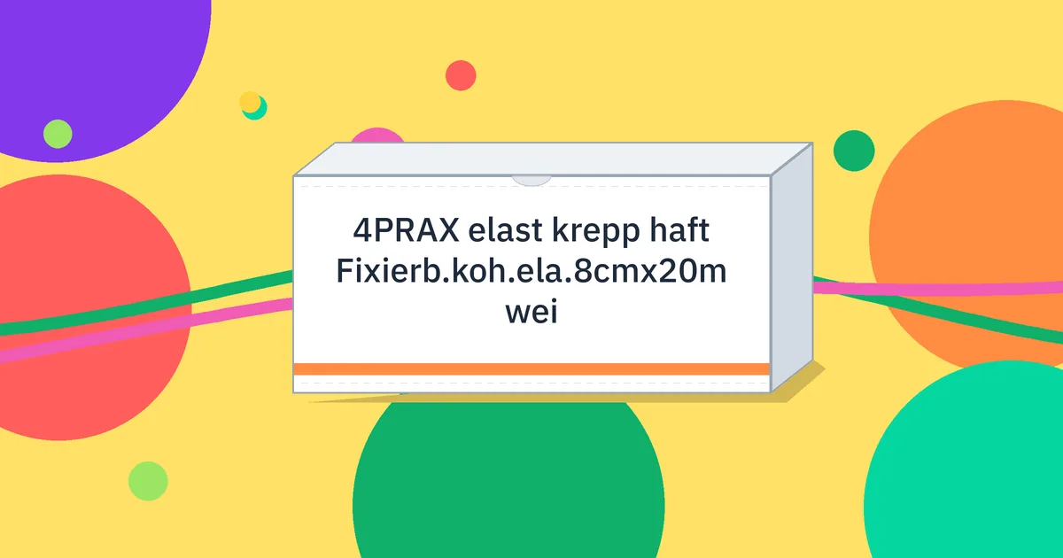 Symbolbild: Packung mit der Aufschrift 4PRAX elast krepp haft Fixierb.koh.ela.8cmx20m wei (PZN 20230328) – Verfügbarkeit und Bezug in Apotheken in Frankfurt am Main
