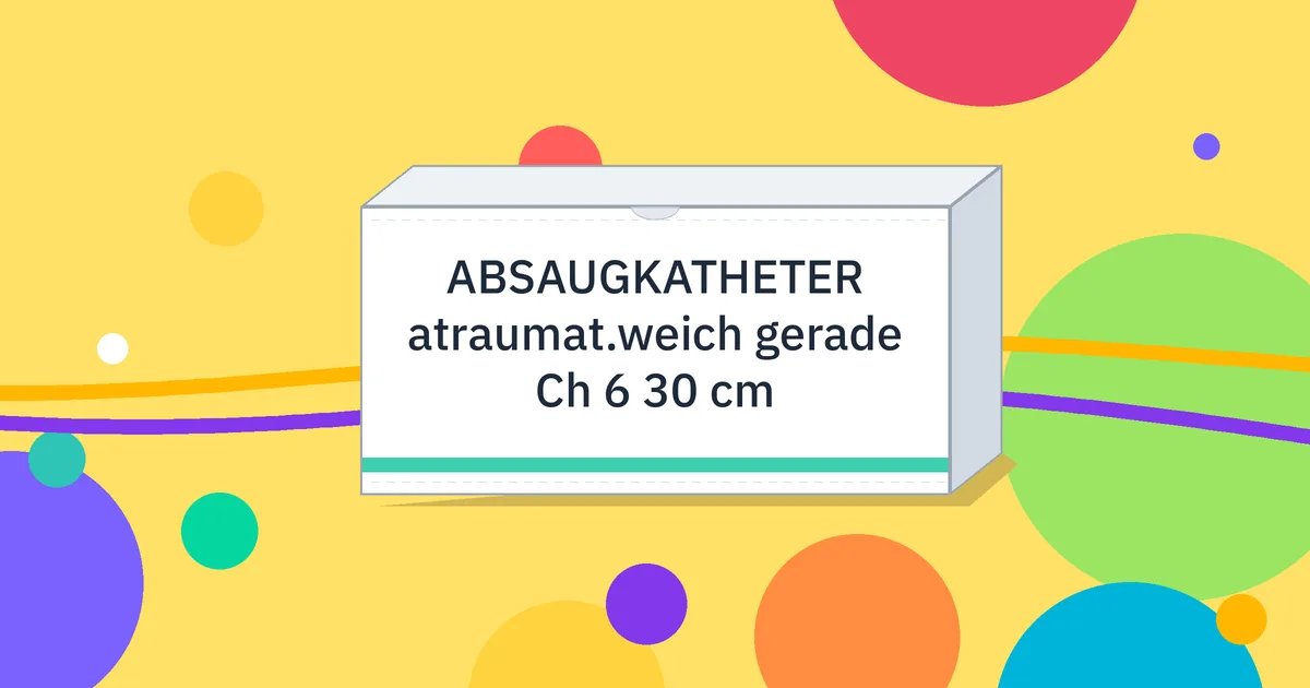 Symbolbild: Packung mit der Aufschrift ABSAUGKATHETER atraumat.weich gerade Ch 6 30 cm (PZN 20391391) – Verfügbarkeit und Bezug in Apotheken in Frankfurt am Main