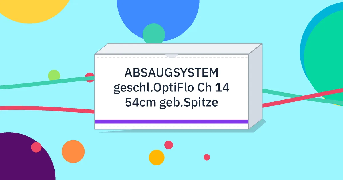 Symbolbild: Packung mit der Aufschrift ABSAUGSYSTEM geschl.OptiFlo Ch 14 54cm geb.Spitze (PZN 04713642) – Verfügbarkeit und Bezug in Apotheken in Frankfurt am Main