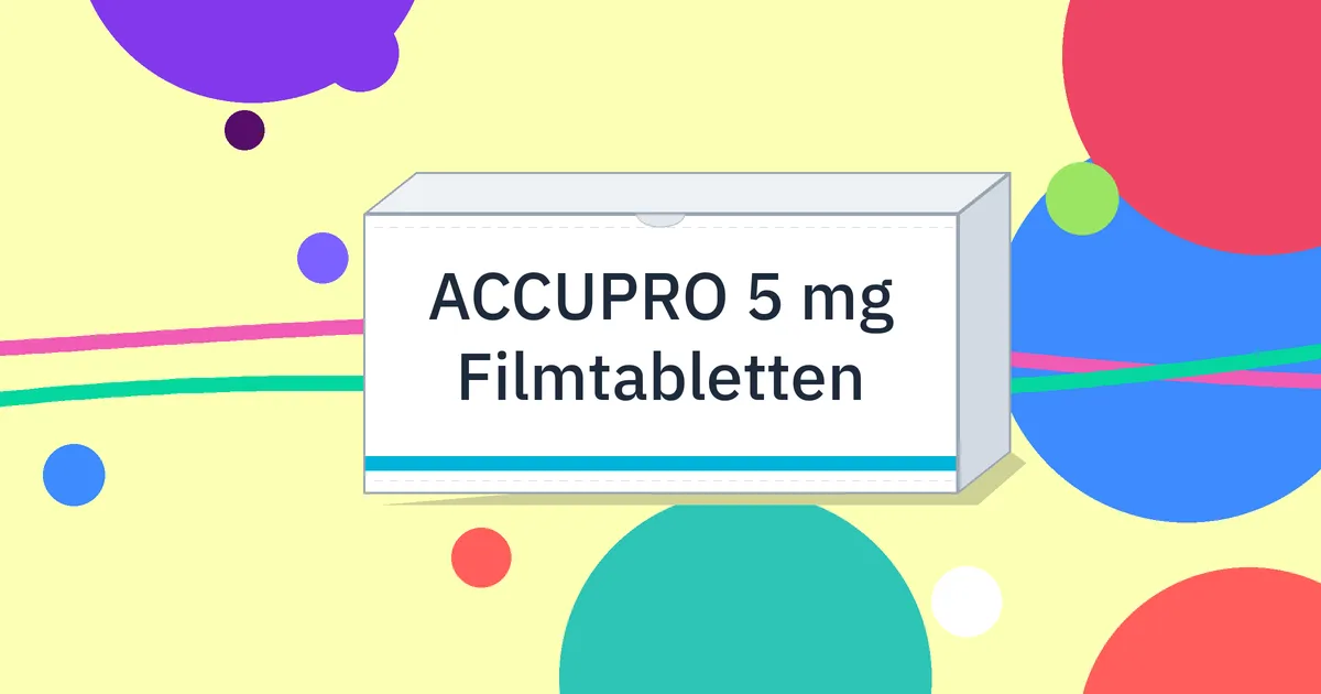 Symbolbild: Packung mit der Aufschrift ACCUPRO 5 mg Filmtabletten (PZN 11856224) – Verfügbarkeit und Bezug in Apotheken in Frankfurt am Main