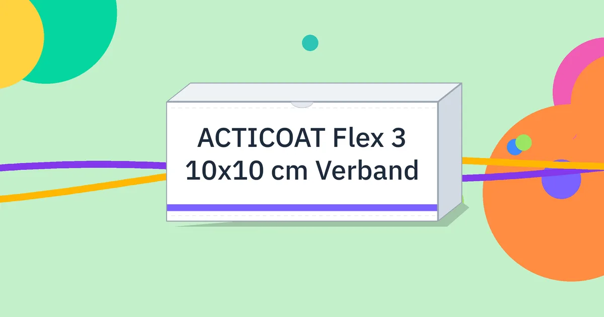 Symbolbild: Packung mit der Aufschrift ACTICOAT Flex 3 10x10 cm Verband (PZN 17413835) – Verfügbarkeit und Bezug in Apotheken in Frankfurt am Main
