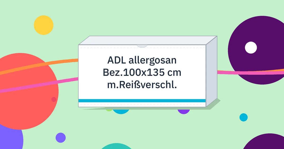 Symbolbild: Packung mit der Aufschrift ADL allergosan Bez.100x135 cm m.Reißverschl. (PZN 08858455) – Verfügbarkeit und Bezug in Apotheken in Frankfurt am Main