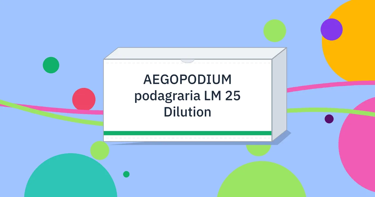 Symbolbild: Packung mit der Aufschrift AEGOPODIUM podagraria LM 25 Dilution (PZN 13298573) – Verfügbarkeit und Bezug in Apotheken in Frankfurt am Main