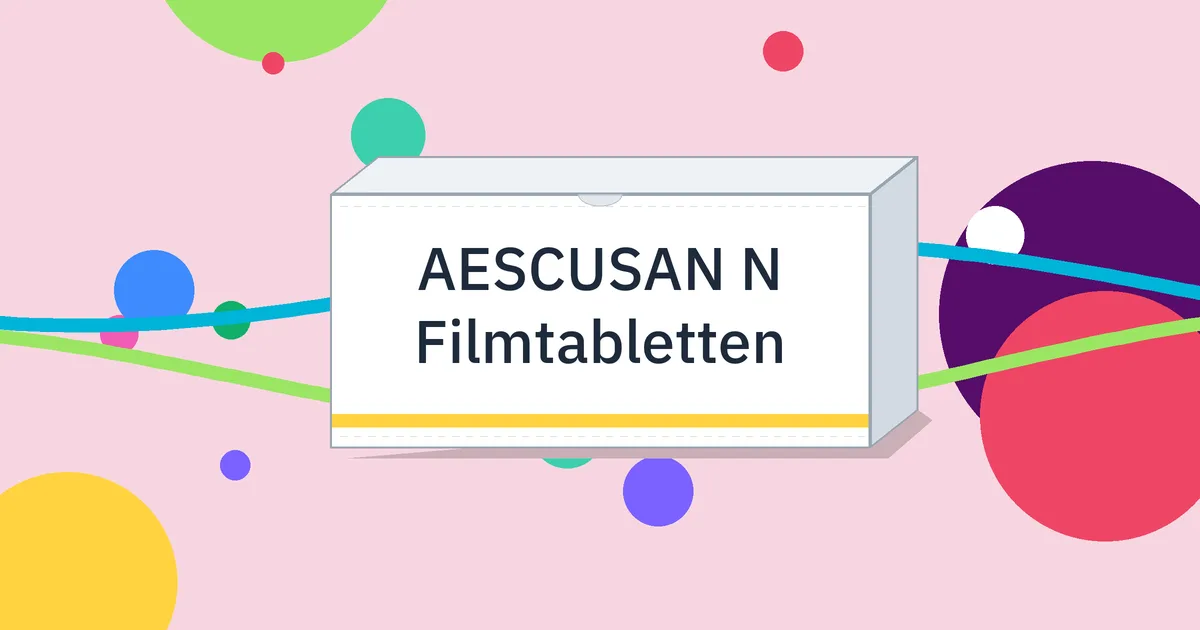 Symbolbild: Packung mit der Aufschrift AESCUSAN N Filmtabletten (PZN 13964455) – Verfügbarkeit und Bezug in Apotheken in Frankfurt am Main