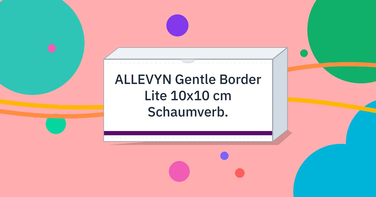 Symbolbild: Packung mit der Aufschrift ALLEVYN Gentle Border Lite 10x10 cm Schaumverb. (PZN 14261017) – Verfügbarkeit und Bezug in Apotheken in Frankfurt am Main