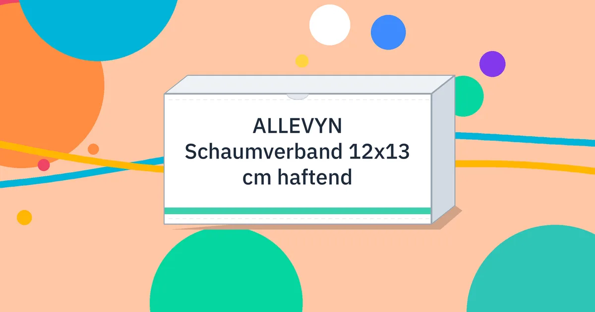 Symbolbild: Packung mit der Aufschrift ALLEVYN Schaumverband 12x13 cm haftend (PZN 11593598) – Verfügbarkeit und Bezug in Apotheken in Frankfurt am Main