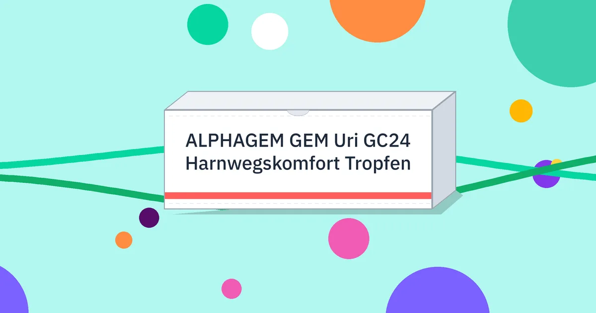 Symbolbild: Packung mit der Aufschrift ALPHAGEM GEM Uri GC24 Harnwegskomfort Tropfen (PZN 20296422) – Verfügbarkeit und Bezug in Apotheken in Frankfurt am Main
