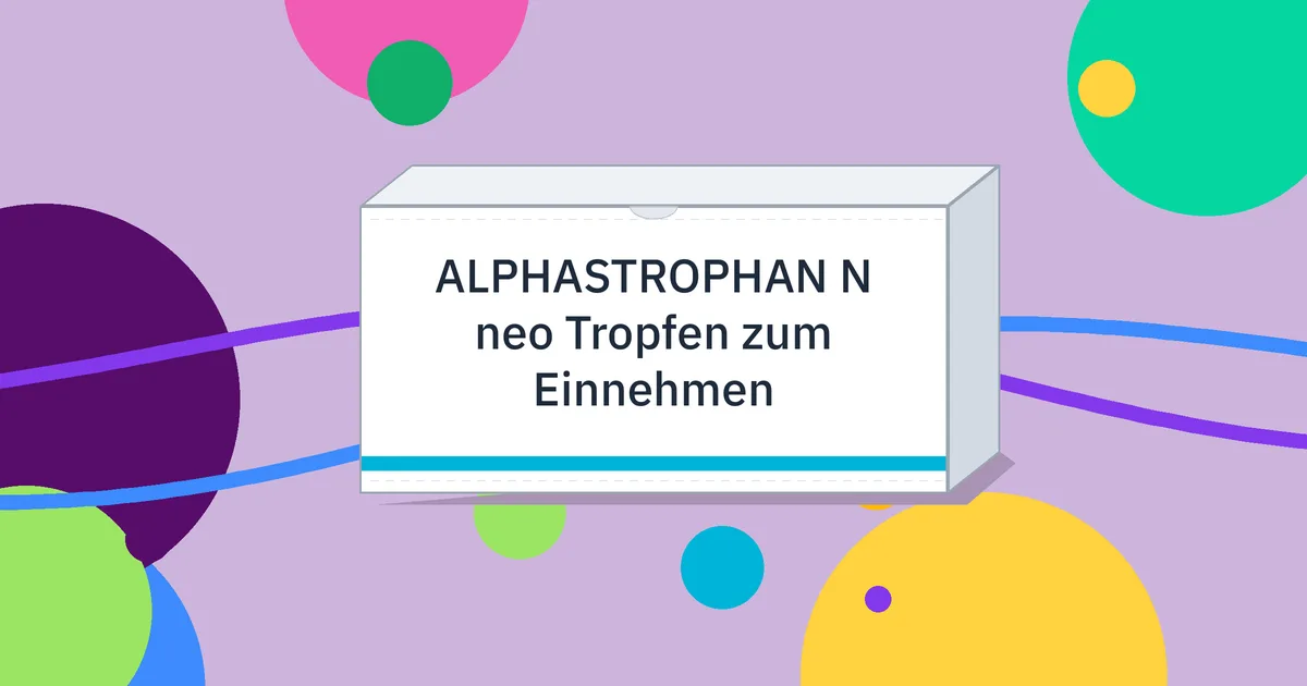 Symbolbild: Packung mit der Aufschrift ALPHASTROPHAN N neo Tropfen zum Einnehmen (PZN 17859643) – Verfügbarkeit und Bezug in Apotheken in Frankfurt am Main