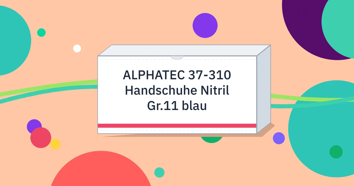 Symbolbild: Packung mit der Aufschrift ALPHATEC 37-310 Handschuhe Nitril Gr.11 blau (PZN 18702843) – Verfügbarkeit und Bezug in Apotheken in Frankfurt am Main