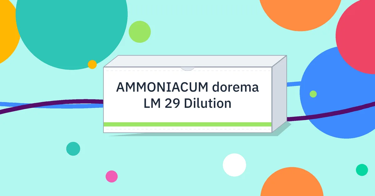 Symbolbild: Packung mit der Aufschrift AMMONIACUM dorema LM 29 Dilution (PZN 13319192) – Verfügbarkeit und Bezug in Apotheken in Frankfurt am Main