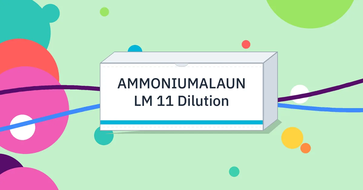 Symbolbild: Packung mit der Aufschrift AMMONIUMALAUN LM 11 Dilution (PZN 13324632) – Verfügbarkeit und Bezug in Apotheken in Frankfurt am Main