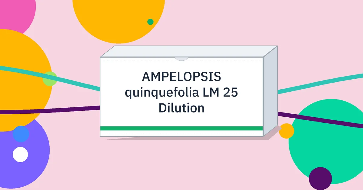 Symbolbild: Packung mit der Aufschrift AMPELOPSIS quinquefolia LM 25 Dilution (PZN 13325264) – Verfügbarkeit und Bezug in Apotheken in Frankfurt am Main