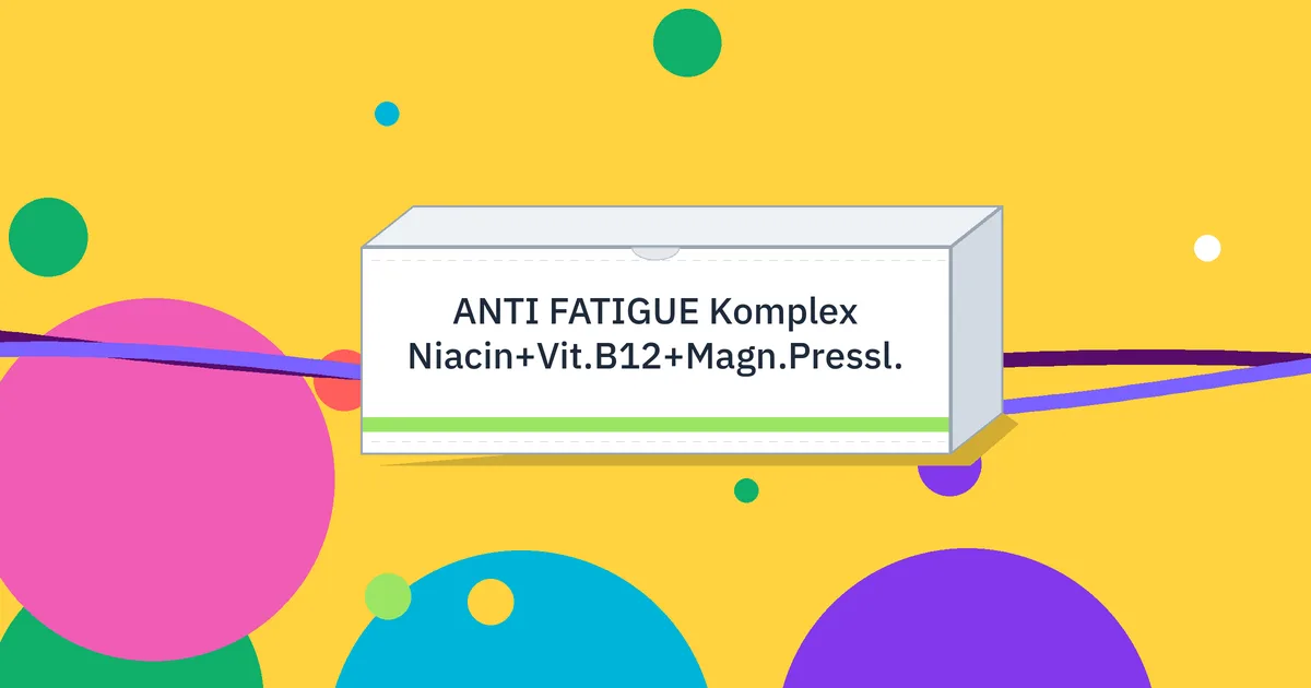 Symbolbild: Packung mit der Aufschrift ANTI FATIGUE Komplex Niacin+Vit.B12+Magn.Pressl. (PZN 19227031) – Verfügbarkeit und Bezug in Apotheken in Frankfurt am Main