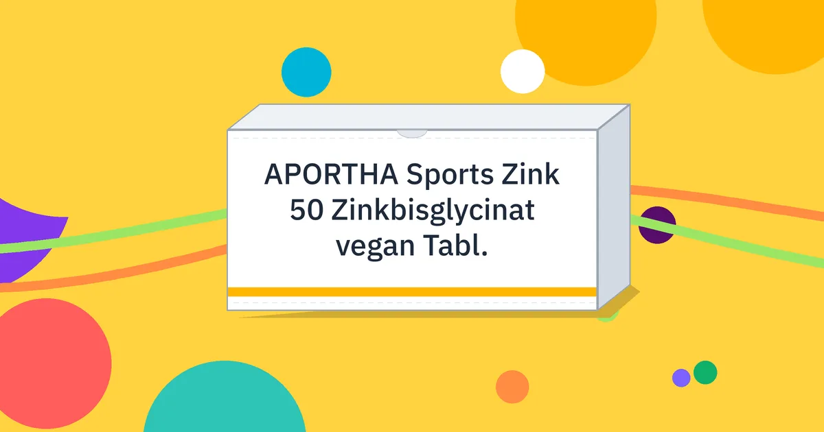 Symbolbild: Packung mit der Aufschrift APORTHA Sports Zink 50 Zinkbisglycinat vegan Tabl. (PZN 18707504) – Verfügbarkeit und Bezug in Apotheken in Frankfurt am Main