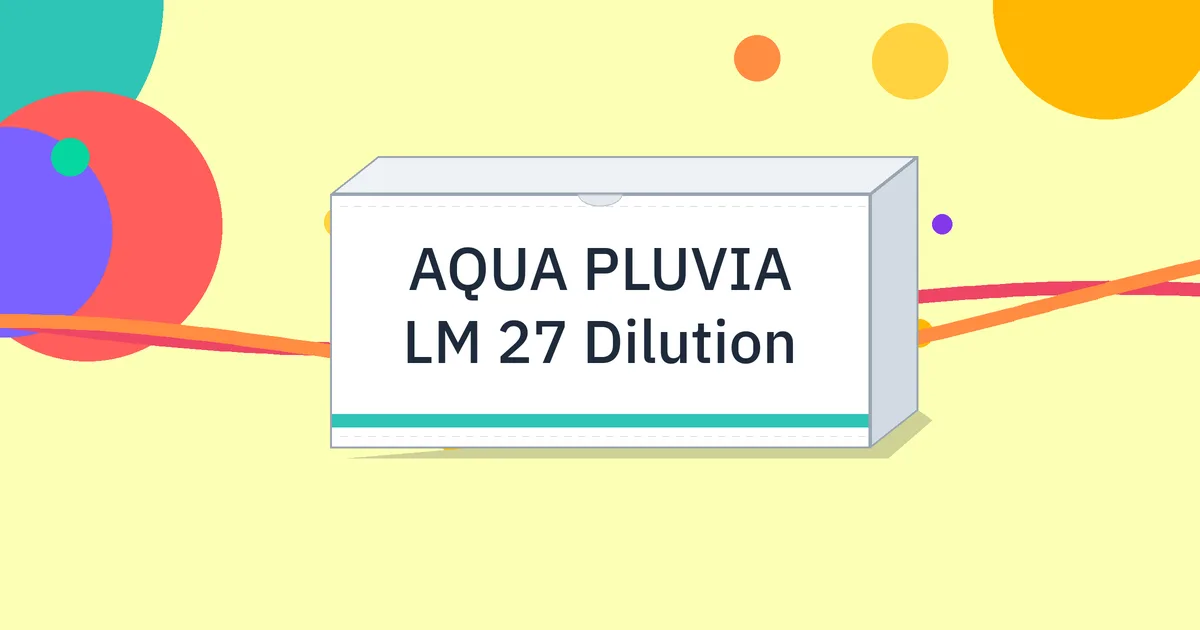 Symbolbild: Packung mit der Aufschrift AQUA PLUVIA LM 27 Dilution (PZN 12766144) – Verfügbarkeit und Bezug in Apotheken in Frankfurt am Main