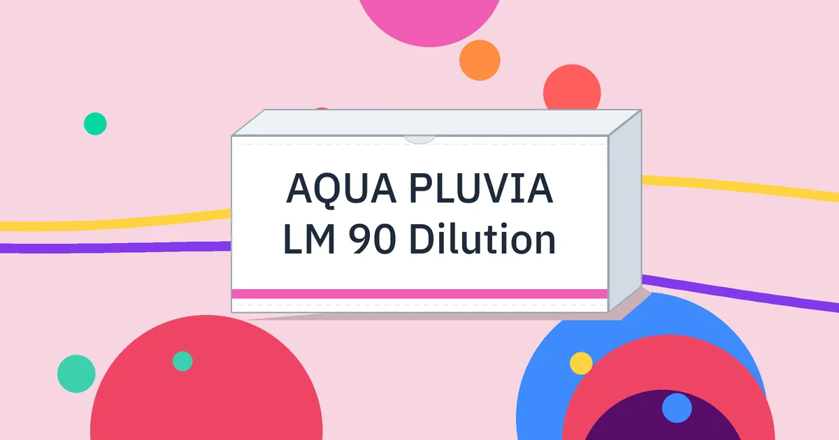 Symbolbild: Packung mit der Aufschrift AQUA PLUVIA LM 90 Dilution (PZN 12766233) – Verfügbarkeit und Bezug in Apotheken in Frankfurt am Main
