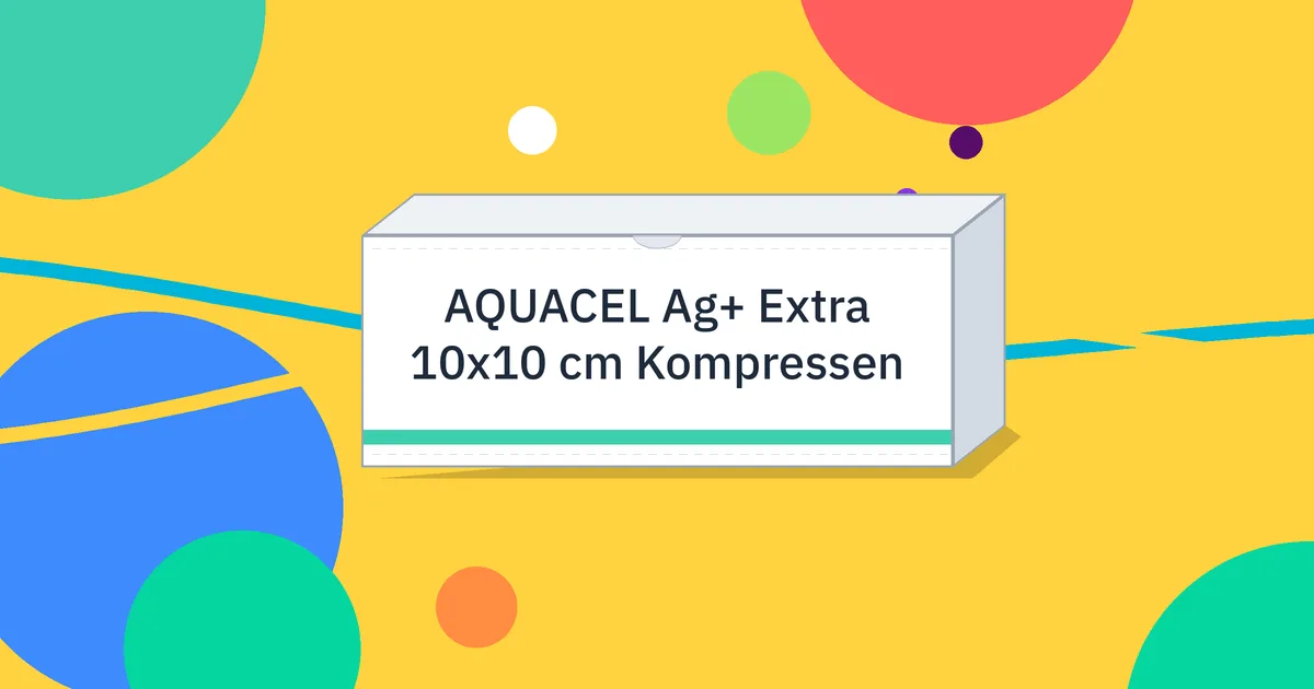 Symbolbild: Packung mit der Aufschrift AQUACEL Ag+ Extra 10x10 cm Kompressen (PZN 13968803) – Verfügbarkeit und Bezug in Apotheken in Frankfurt am Main