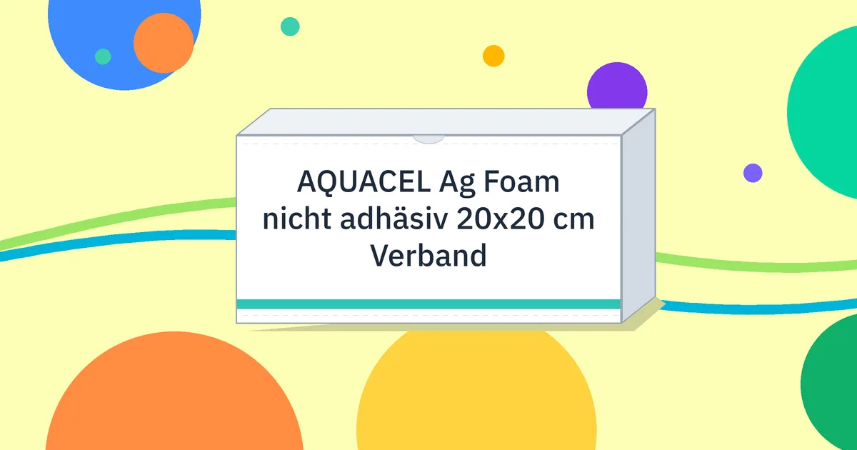 Symbolbild: Packung mit der Aufschrift AQUACEL Ag Foam nicht adhäsiv 20x20 cm Verband (PZN 09060676) – Verfügbarkeit und Bezug in Apotheken in Frankfurt am Main