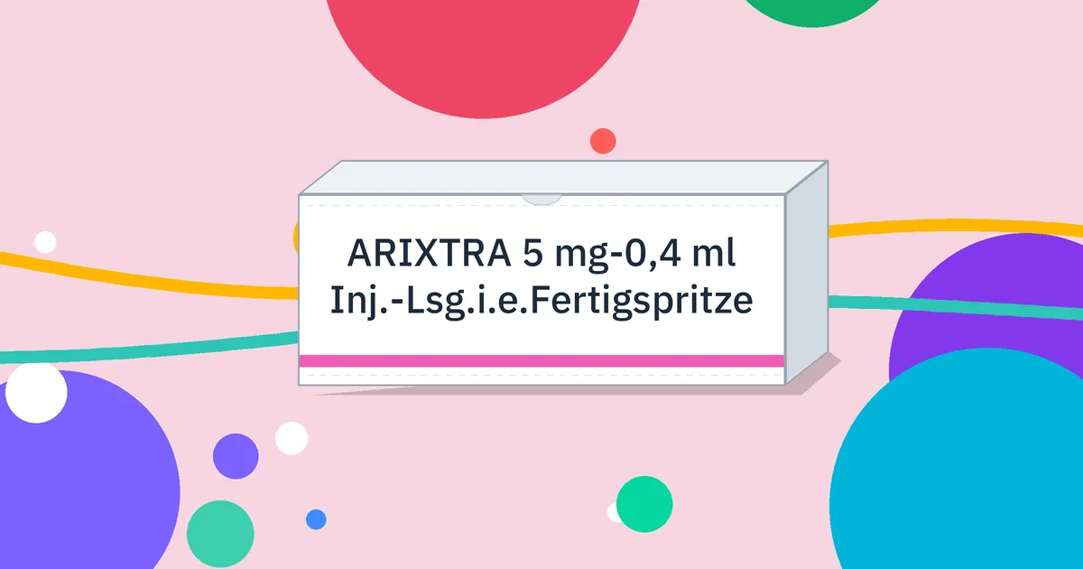 Symbolbild: Packung mit der Aufschrift ARIXTRA 5 mg-0,4 ml Inj.-Lsg.i.e.Fertigspritze (PZN 18035140) – Verfügbarkeit und Bezug in Apotheken in Frankfurt am Main