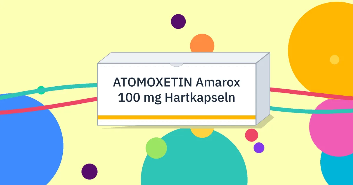 Symbolbild: Packung mit der Aufschrift ATOMOXETIN Amarox 100 mg Hartkapseln (PZN 19178723) – Verfügbarkeit und Bezug in Apotheken in Frankfurt am Main