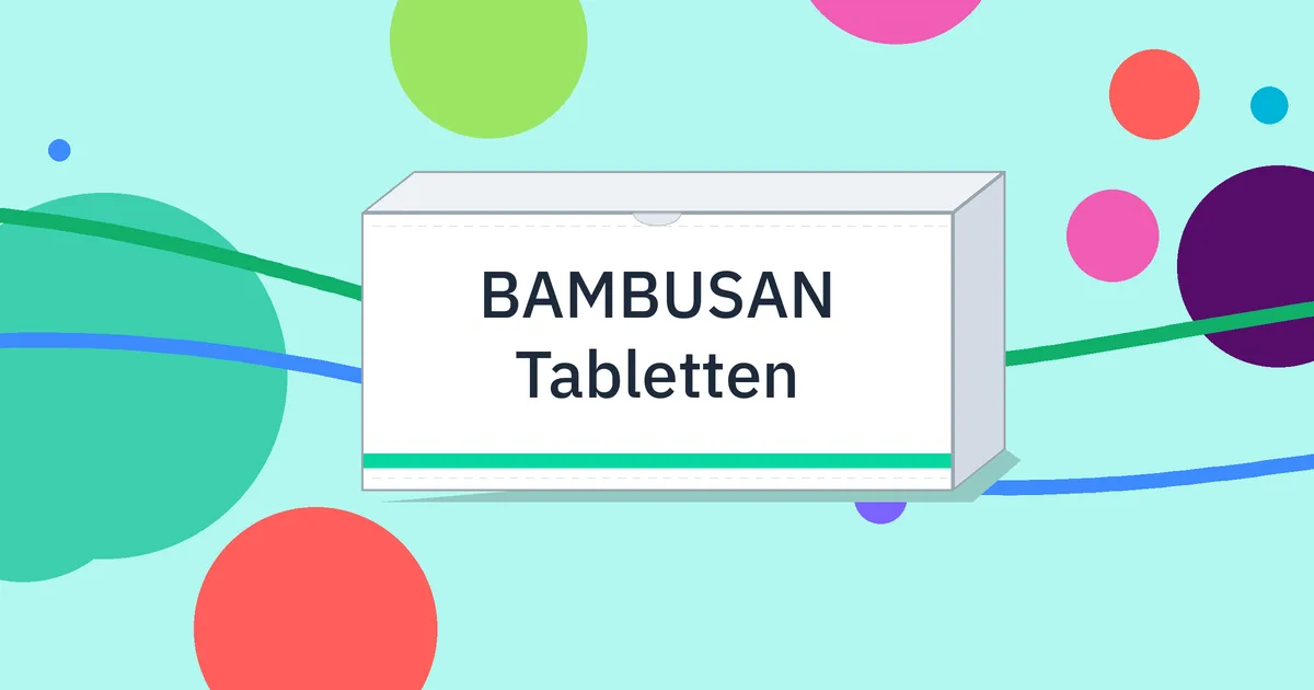Symbolbild: Packung mit der Aufschrift BAMBUSAN Tabletten (PZN 08489176) – Verfügbarkeit und Bezug in Apotheken in Frankfurt am Main