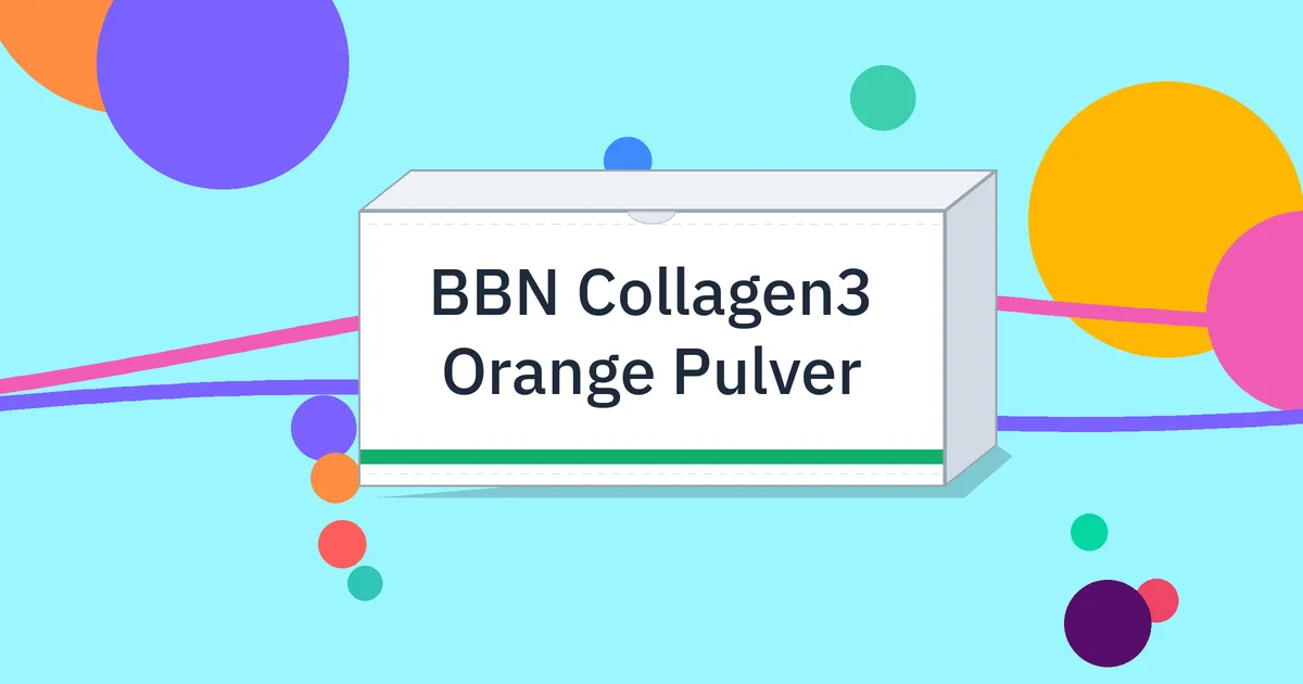 Symbolbild: Packung mit der Aufschrift BBN Collagen3 Orange Pulver (PZN 20117922) – Verfügbarkeit und Bezug in Apotheken in Frankfurt am Main
