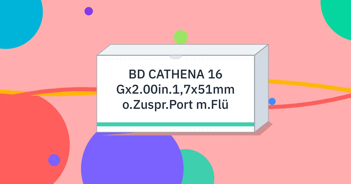 Symbolbild: Packung mit der Aufschrift BD CATHENA 16 Gx2.00in.1,7x51mm o.Zuspr.Port m.Flü (PZN 16910738) – Verfügbarkeit und Bezug in Apotheken in Frankfurt am Main