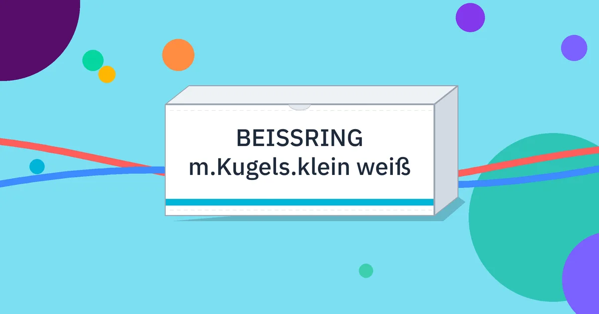 Symbolbild: Packung mit der Aufschrift BEISSRING m.Kugels.klein weiß (PZN 01724272) – Verfügbarkeit und Bezug in Apotheken in Frankfurt am Main