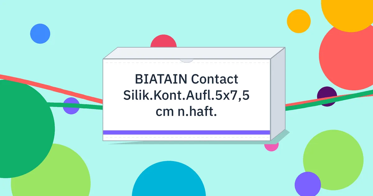 Symbolbild: Packung mit der Aufschrift BIATAIN Contact Silik.Kont.Aufl.5x7,5 cm n.haft. (PZN 18314093) – Verfügbarkeit und Bezug in Apotheken in Frankfurt am Main