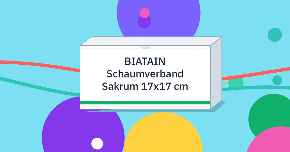 Symbolbild: Packung mit der Aufschrift BIATAIN Schaumverband Sakrum 17x17 cm (PZN 18125400) – Verfügbarkeit und Bezug in Apotheken in Frankfurt am Main