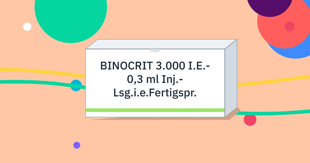 Symbolbild: Packung mit der Aufschrift BINOCRIT 3.000 I.E.-0,3 ml Inj.-Lsg.i.e.Fertigspr. (PZN 01972509) – Verfügbarkeit und Bezug in Apotheken in Frankfurt am Main