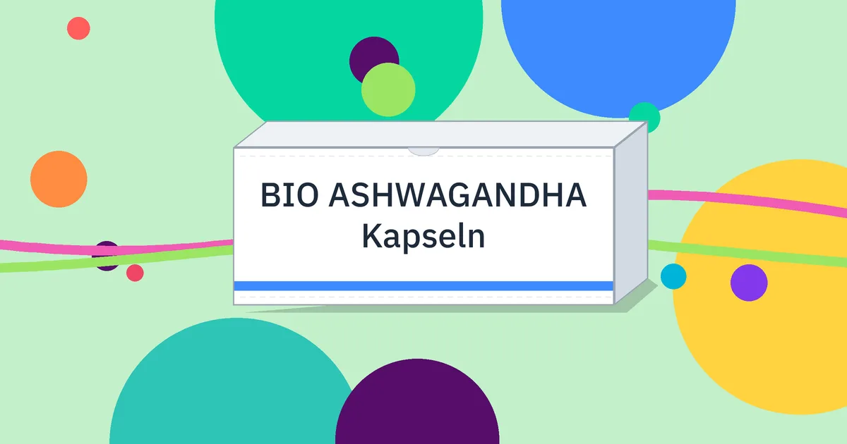 Symbolbild: Packung mit der Aufschrift BIO ASHWAGANDHA Kapseln (PZN 16707121) – Verfügbarkeit und Bezug in Apotheken in Frankfurt am Main