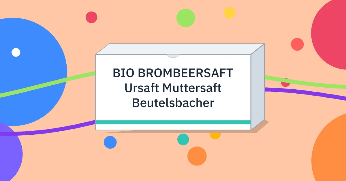 Symbolbild: Packung mit der Aufschrift BIO BROMBEERSAFT Ursaft Muttersaft Beutelsbacher (PZN 20597537) – Verfügbarkeit und Bezug in Apotheken in Frankfurt am Main