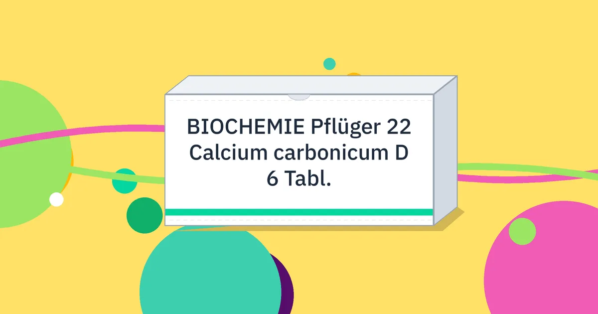 Symbolbild: Packung mit der Aufschrift BIOCHEMIE Pflüger 22 Calcium carbonicum D 6 Tabl. (PZN 06322839) – Verfügbarkeit und Bezug in Apotheken in Frankfurt am Main