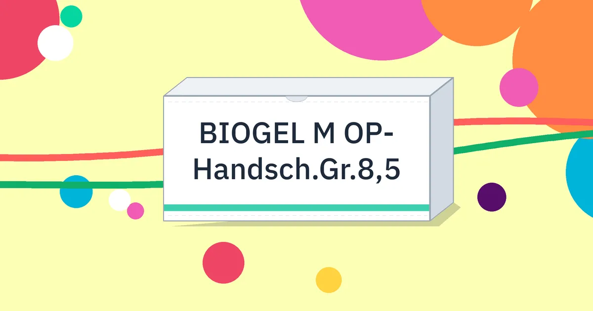 Symbolbild: Packung mit der Aufschrift BIOGEL M OP-Handsch.Gr.8,5 (PZN 03987449) – Verfügbarkeit und Bezug in Apotheken in Frankfurt am Main