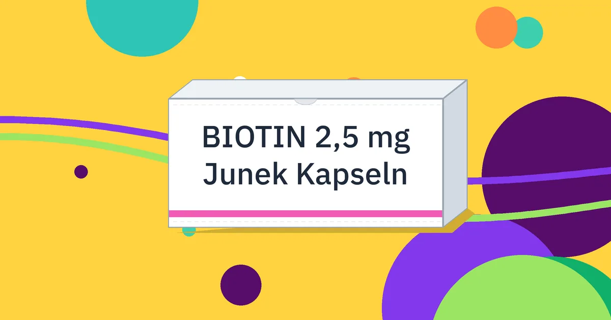 Symbolbild: Packung mit der Aufschrift BIOTIN 2,5 mg Junek Kapseln (PZN 10336089) – Verfügbarkeit und Bezug in Apotheken in Frankfurt am Main