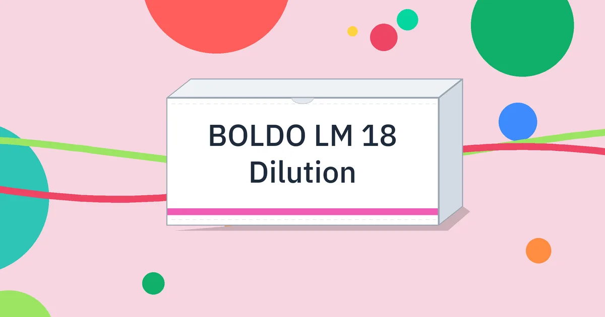 Symbolbild: Packung mit der Aufschrift BOLDO LM 18 Dilution (PZN 13390505) – Verfügbarkeit und Bezug in Apotheken in Frankfurt am Main