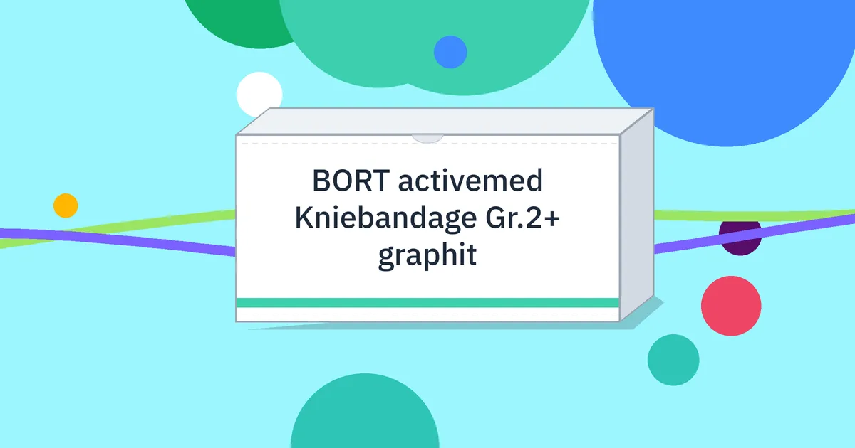 Symbolbild: Packung mit der Aufschrift BORT activemed Kniebandage Gr.2+ graphit (PZN 17582199) – Verfügbarkeit und Bezug in Apotheken in Frankfurt am Main