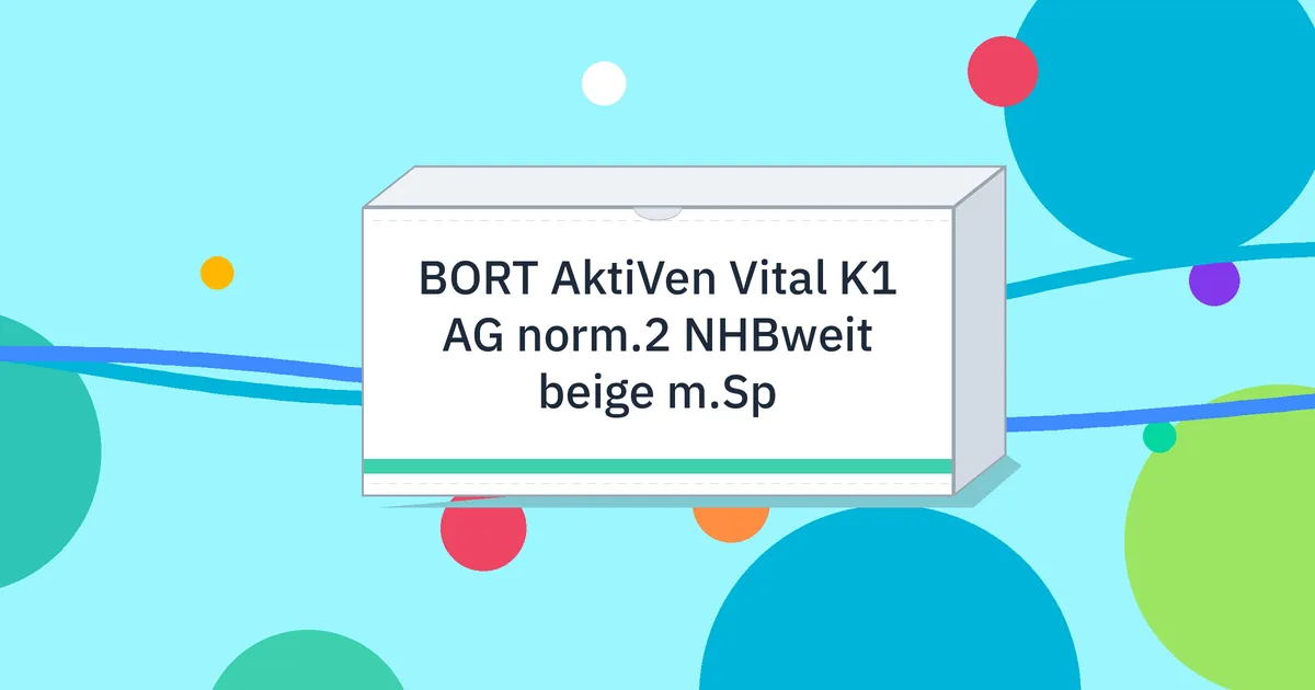 Symbolbild: Packung mit der Aufschrift BORT AktiVen Vital K1 AG norm.2 NHBweit beige m.Sp (PZN 13731231) – Verfügbarkeit und Bezug in Apotheken in Frankfurt am Main
