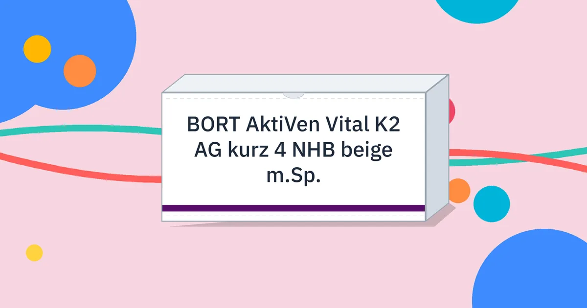 Symbolbild: Packung mit der Aufschrift BORT AktiVen Vital K2 AG kurz 4 NHB beige m.Sp. (PZN 13731834) – Verfügbarkeit und Bezug in Apotheken in Frankfurt am Main