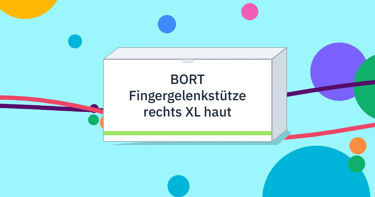 Symbolbild: Packung mit der Aufschrift BORT Fingergelenkstütze rechts XL haut (PZN 04451490) – Verfügbarkeit und Bezug in Apotheken in Frankfurt am Main