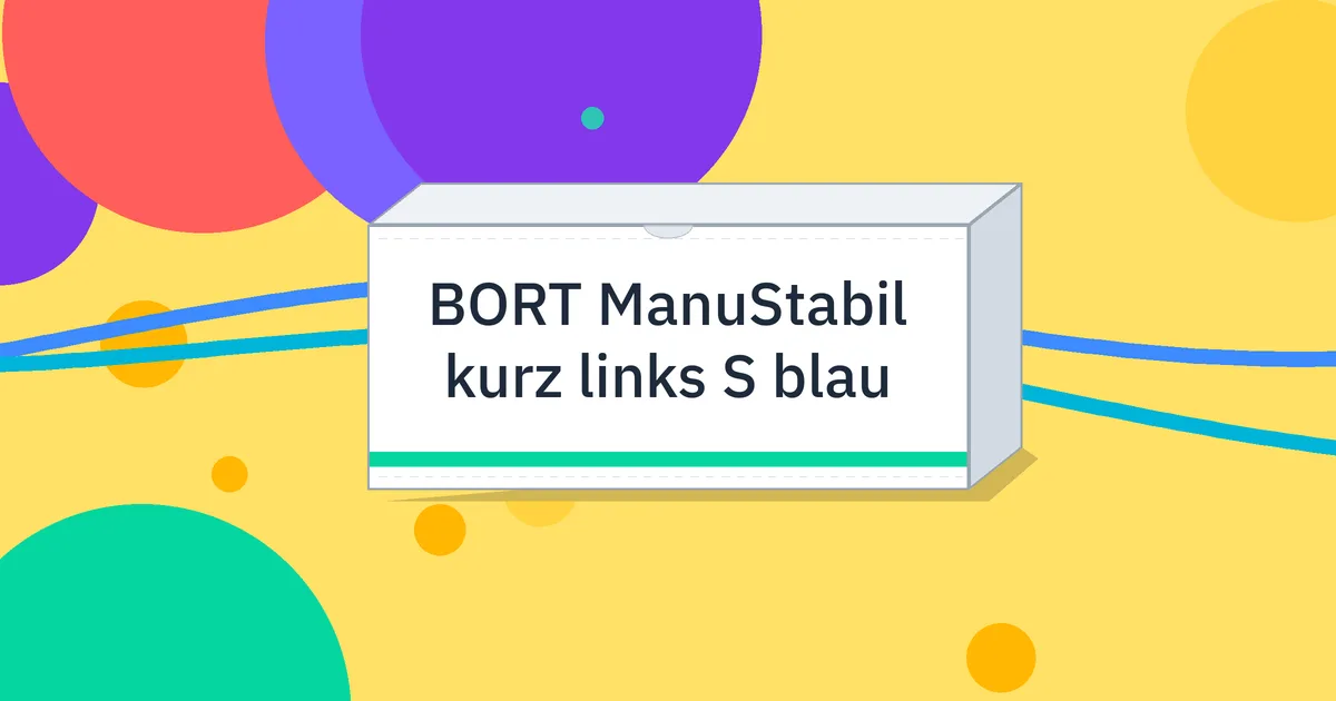 Symbolbild: Packung mit der Aufschrift BORT ManuStabil kurz links S blau (PZN 00825114) – Verfügbarkeit und Bezug in Apotheken in Frankfurt am Main