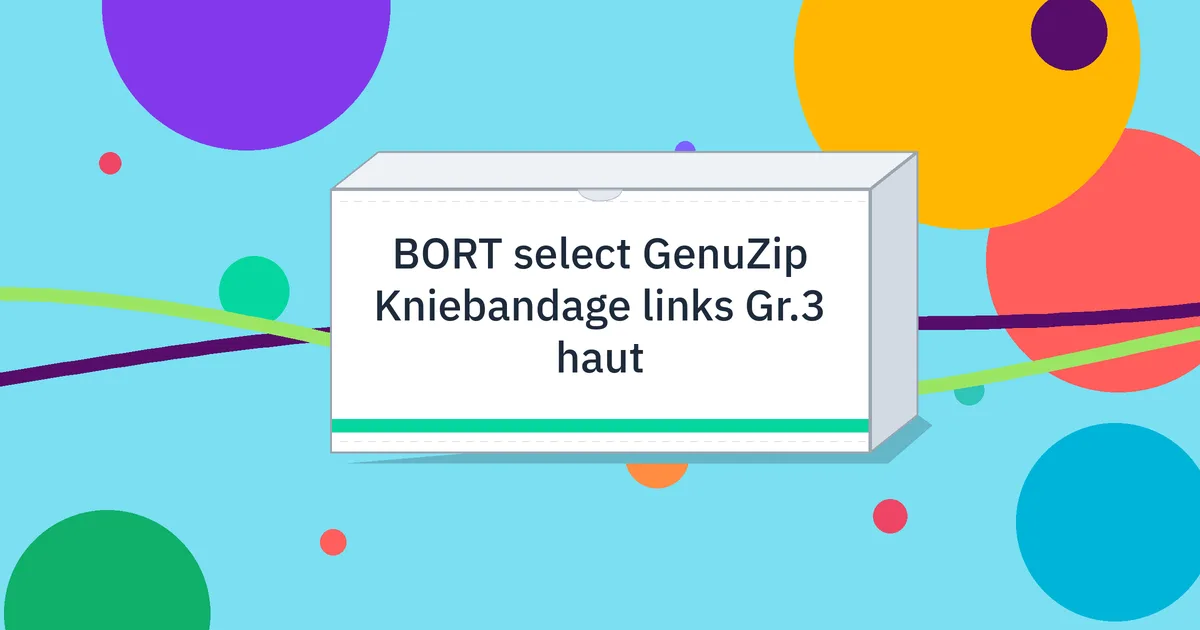 Symbolbild: Packung mit der Aufschrift BORT select GenuZip Kniebandage links Gr.3 haut (PZN 16843893) – Verfügbarkeit und Bezug in Apotheken in Frankfurt am Main