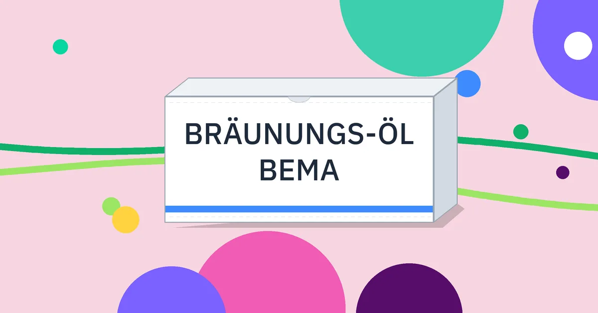 Symbolbild: Packung mit der Aufschrift BRÄUNUNGS-ÖL BEMA (PZN 17529590) – Verfügbarkeit und Bezug in Apotheken in Frankfurt am Main