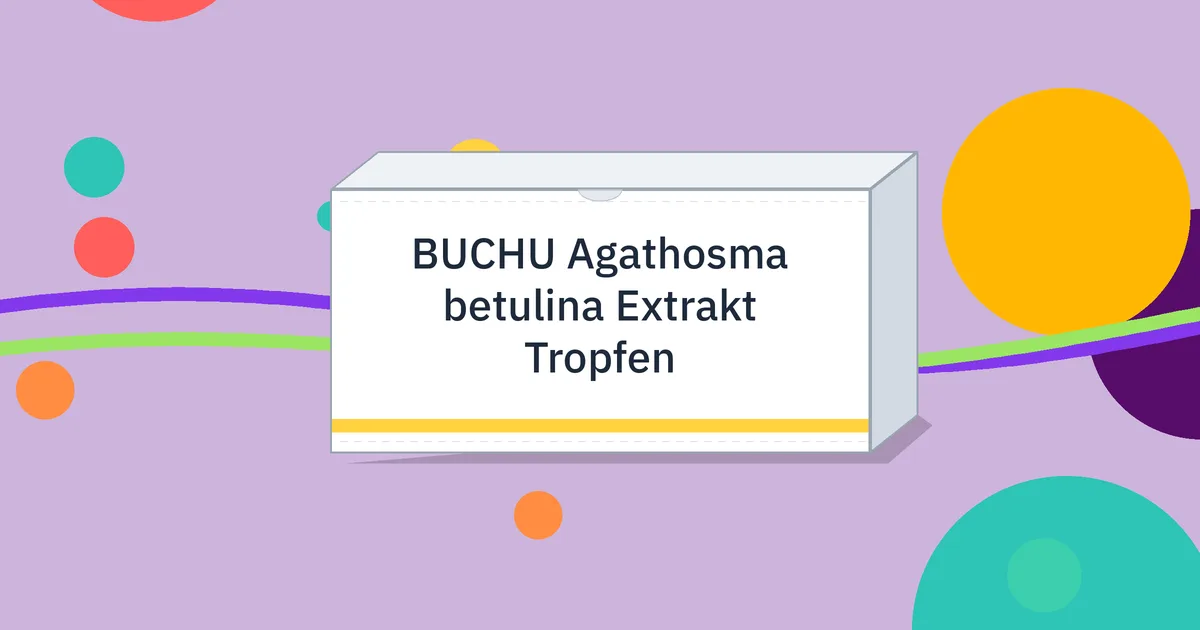 Symbolbild: Packung mit der Aufschrift BUCHU Agathosma betulina Extrakt Tropfen (PZN 20210975) – Verfügbarkeit und Bezug in Apotheken in Frankfurt am Main
