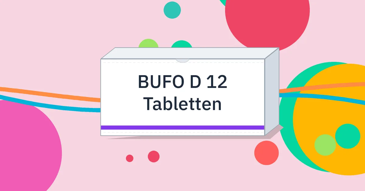 Symbolbild: Packung mit der Aufschrift BUFO D 12 Tabletten (PZN 02626867) – Verfügbarkeit und Bezug in Apotheken in Frankfurt am Main