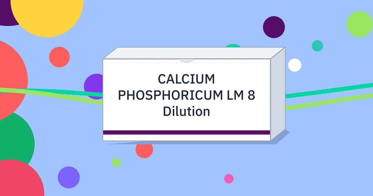Symbolbild: Packung mit der Aufschrift CALCIUM PHOSPHORICUM LM 8 Dilution (PZN 12805192) – Verfügbarkeit und Bezug in Apotheken in Frankfurt am Main