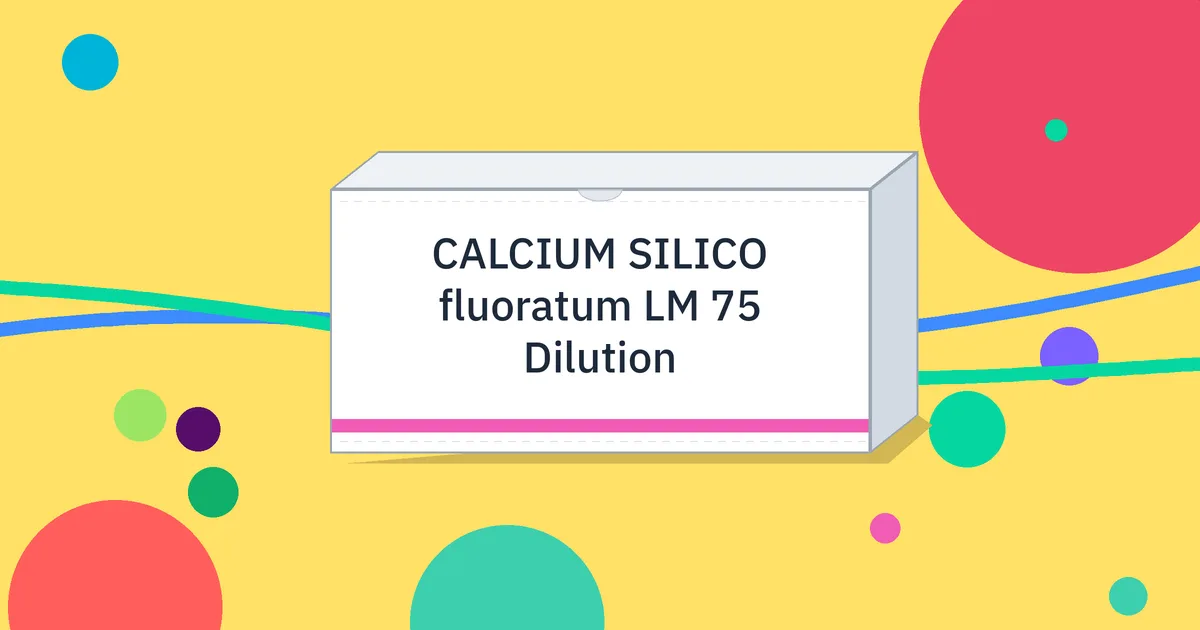 Symbolbild: Packung mit der Aufschrift CALCIUM SILICO fluoratum LM 75 Dilution (PZN 12806375) – Verfügbarkeit und Bezug in Apotheken in Frankfurt am Main