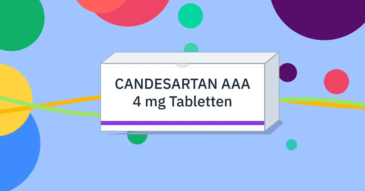 Symbolbild: Packung mit der Aufschrift CANDESARTAN AAA 4 mg Tabletten (PZN 09531733) – Verfügbarkeit und Bezug in Apotheken in Frankfurt am Main